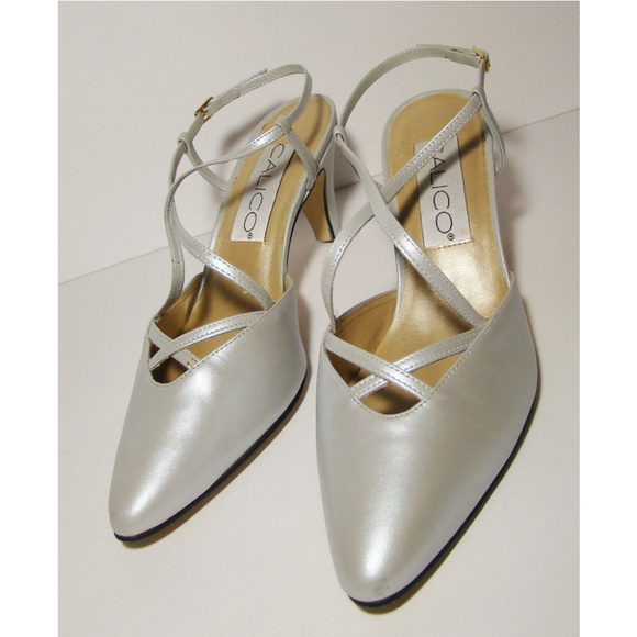 Calico | Shoes | Calico Silver Slingback Strappy 3 Heel Shoes 65m ...